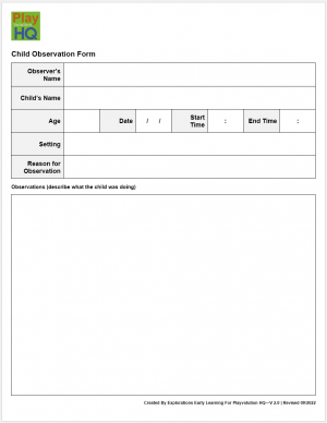 Free Forms | Child Observation Form | Playvolution HQ