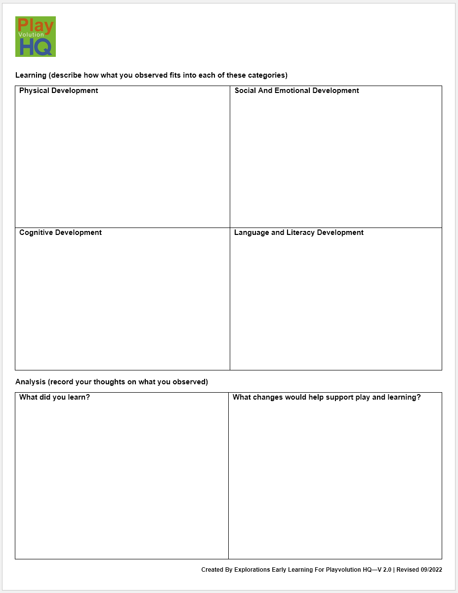 Free Forms | Child Observation Form | Playvolution HQ